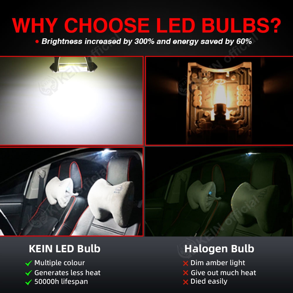 KEIN 2/10PCS 6V 12V 24V Dome Light for Truck Led 31MM C5W 28MM 36MM 41MM C5W C10W Car Festoon ...