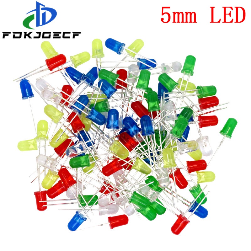 100pcs 5mm LED Diode 5 mm LED Assorted Kit DIY LEDS Set White Green Red ...