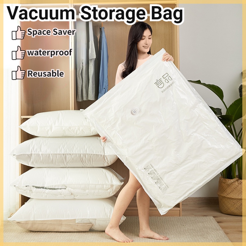 Vacuum Bag Reusable Clothes Storage Travel Space Saving Bag Sealer Bag ...