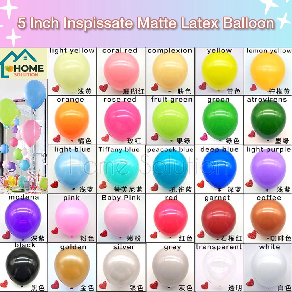 10 Pieces 5 inches Thick Happy Birthday/Wedding Balloon Matte Color ...