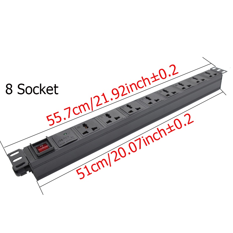 Server Rack Mount PDU Power Strip 3/4/5/6/7/8 Ways Universal Socket 2 UK plugs compatible Surge ...