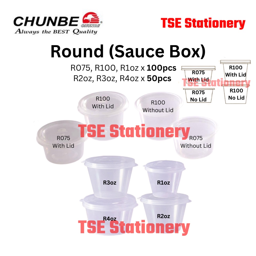 Cbware 50/100pcs R075 R100 R1oz R2oz R3oz R4oz Chunbe Sauce Box Container Hinged Lid Plastic ...