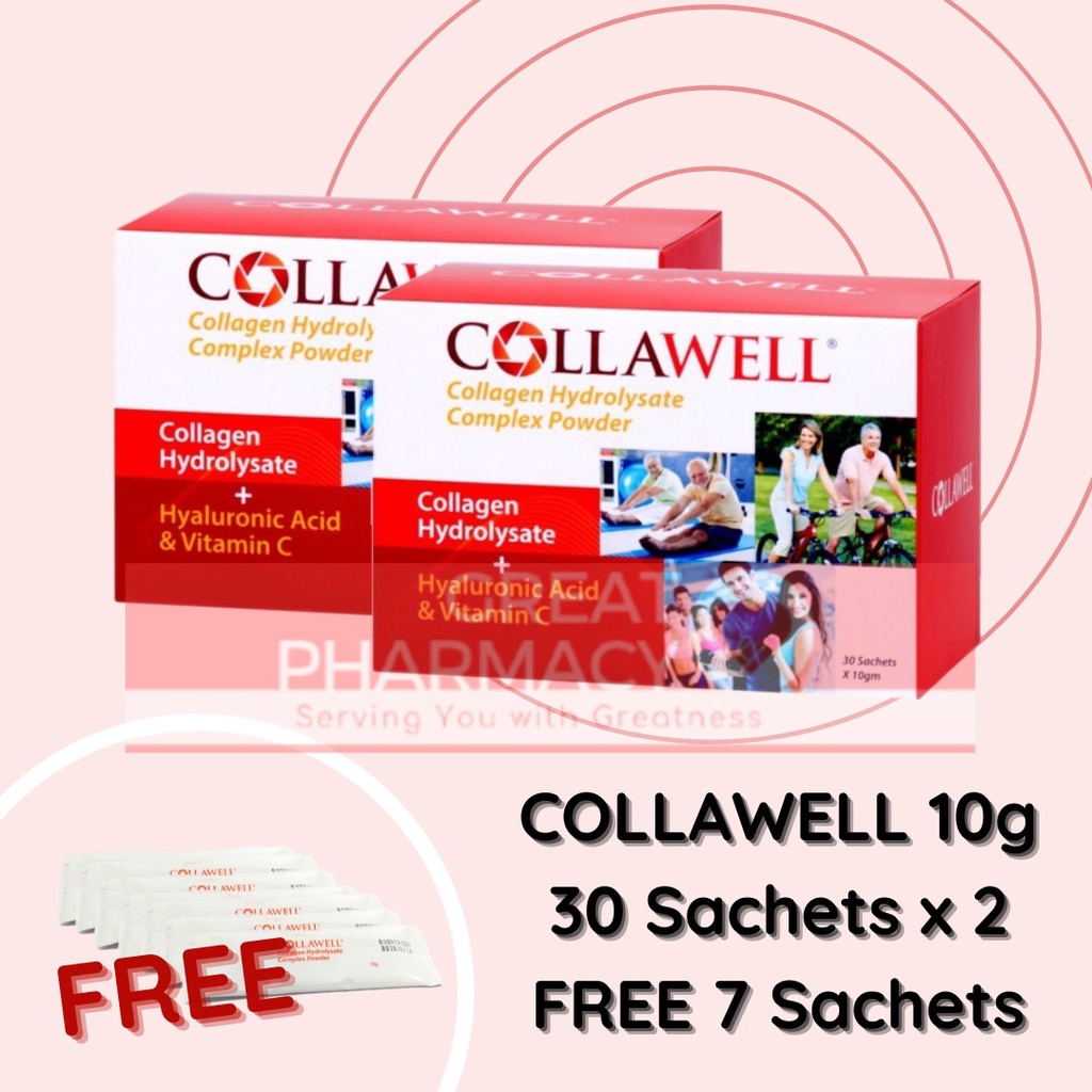 COLLAWELL Collagen Hydrolysate Complex Powder 30 sachets x 2's Free 7 ...