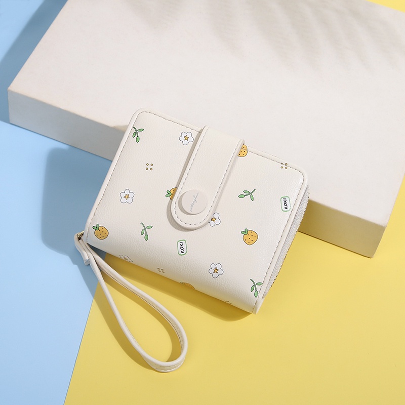 Cute Flowers Print Ladies Short Wallet Girls Card Holder Student Zipper ...