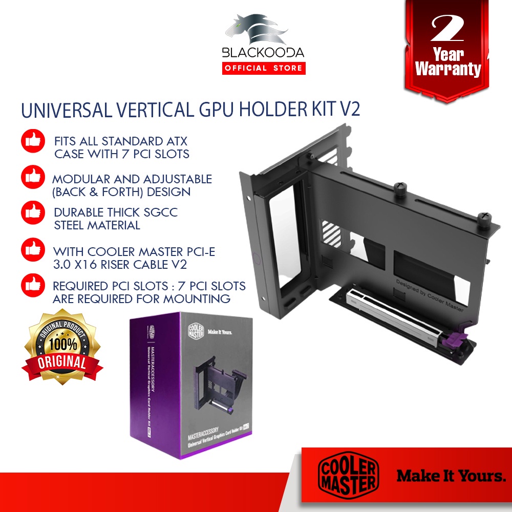 Cooler Master Universal Vertical GPU Holder Kit V2 with Riser Cable ...
