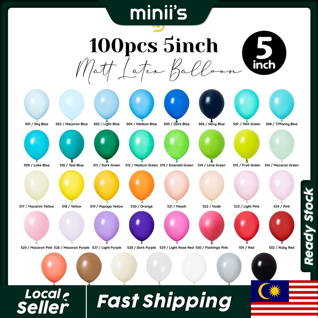 MINIIS PARTY 5 inch 100 pcs Event Belon Matte Latex Balloon Matt ...