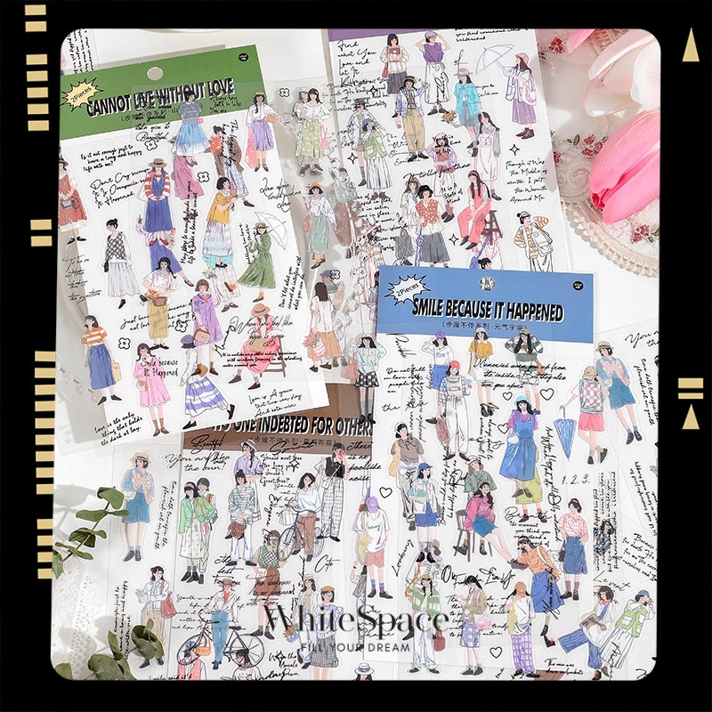 WhiteSpace 2pcs Character & Quote Stickers Fashion OOTD Aesthetic ...