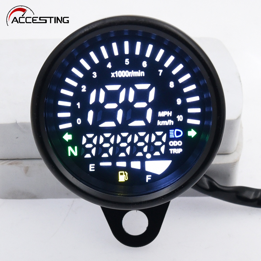Retro Motorcycle Digital Speedometer LED LCD Odometer Tachometer Fuel ...