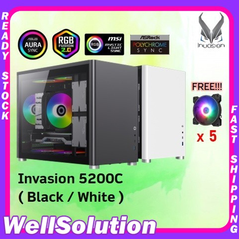INVASION 5200C COMPACT M-ATX MicroATX Premium Case With ARGB FAN ...