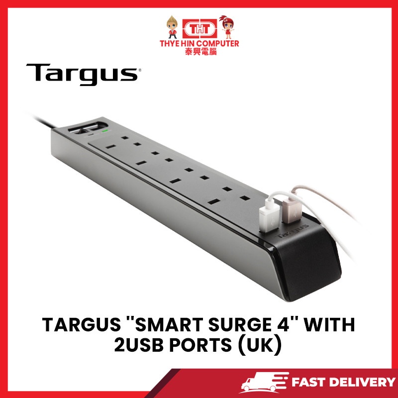 TARGUS ''SMART SURGE 4'' WITH 2USB PORTS (UK) | Shopee Malaysia