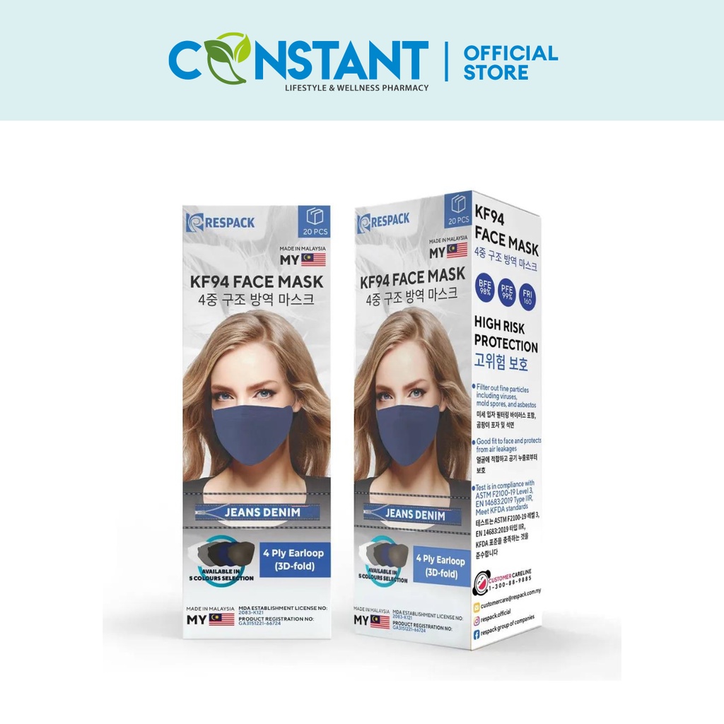 Respack KF94 Face Mask 20 Pieces (Jeans Denim) | Shopee Malaysia