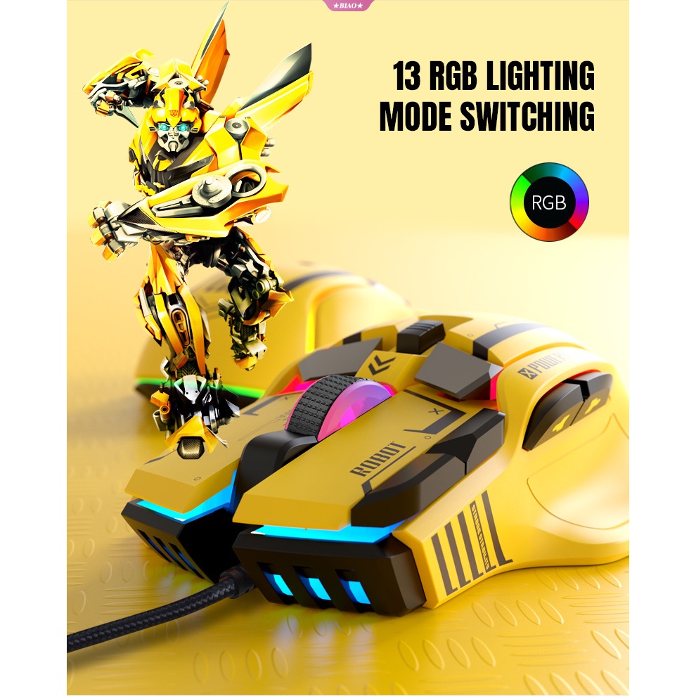 Transformers Bumblebee RGB Luminous Mouse Macro Programming Mechanical ...