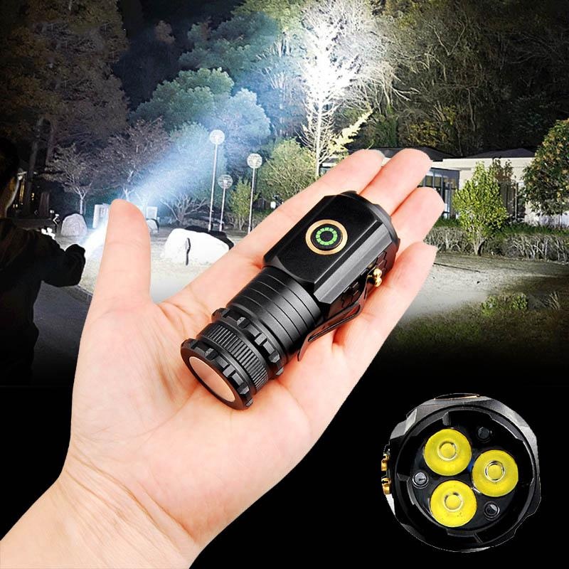 1Pc 3 LED Flashlight 18350 Torch 2000LM Luminus Rechargeable USB C ...