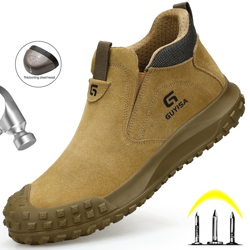 Construction Safety Boots Men Steel Toe Boots Protective Work Shoes ...