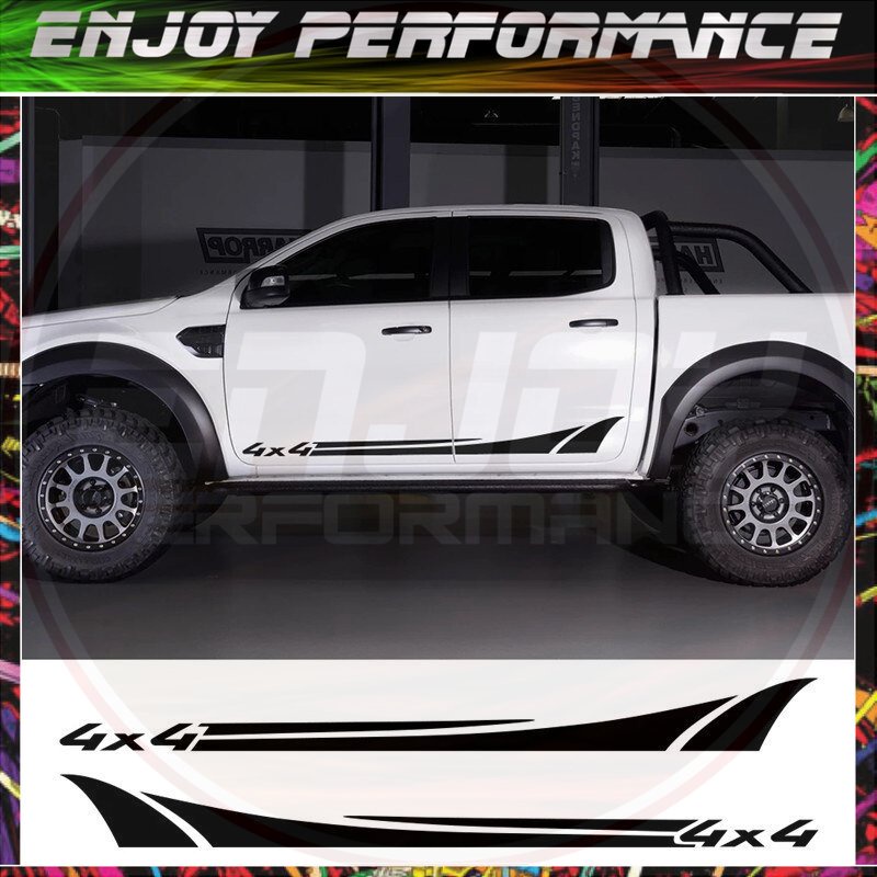 2 Pcs Door Side Skirt Vinyl 4x4 Stickers For Ford Ranger Raptor Isuzu ...