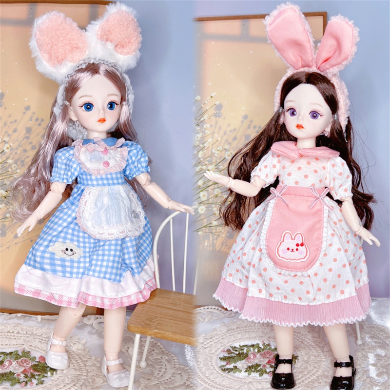New 1/6 30cm BJD Fat Doll Girl Activity Joint Comic Face Set Girl Dress ...