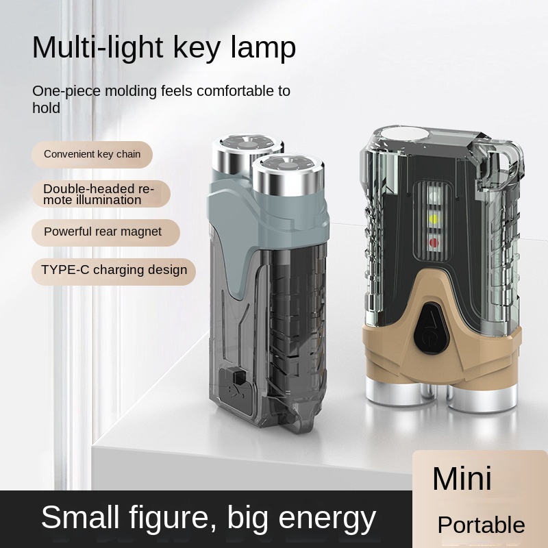 New Dual Light Mini Torch Type-C Rechargeable Outdoor Camping Warning ...