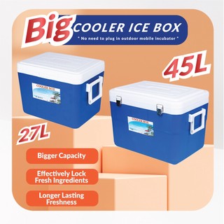 27L 45L Big Cooler Ice Box Heavy Duty Storage Portable Cold Box Icebox ...
