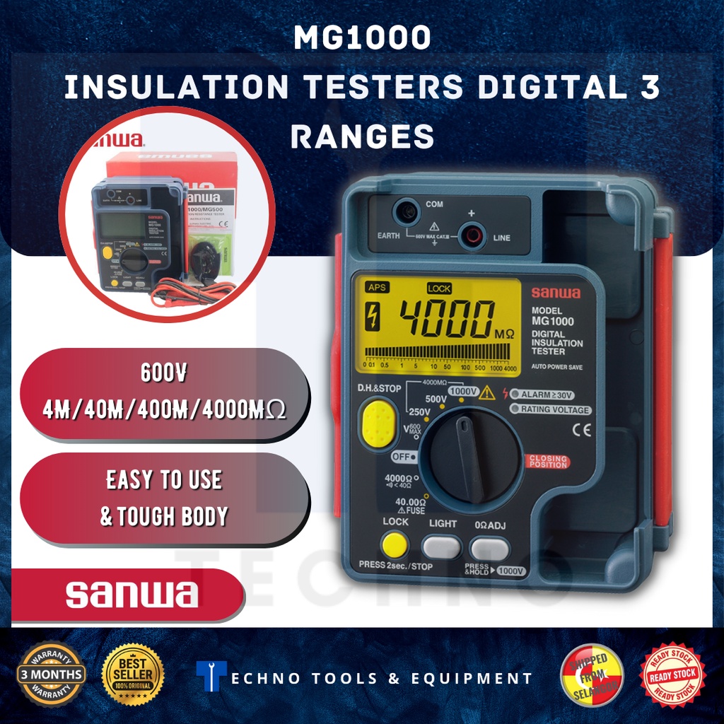 SANWA MG1000 Insulation Tester - 100% Brand New & Original | Shopee ...