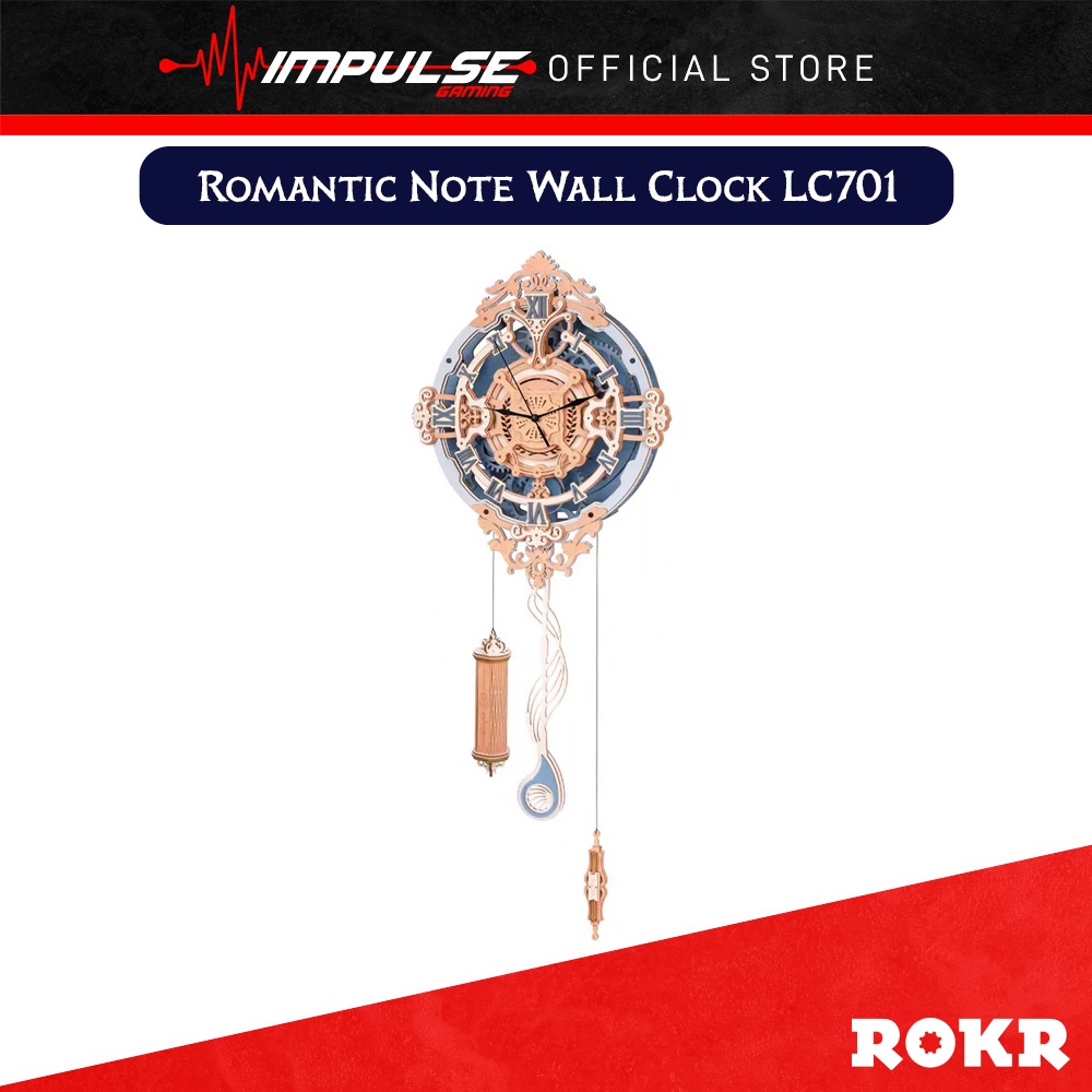 Robotime ROKR Romantic Note Wall Clock Mechanical Gear LC701 | Shopee ...