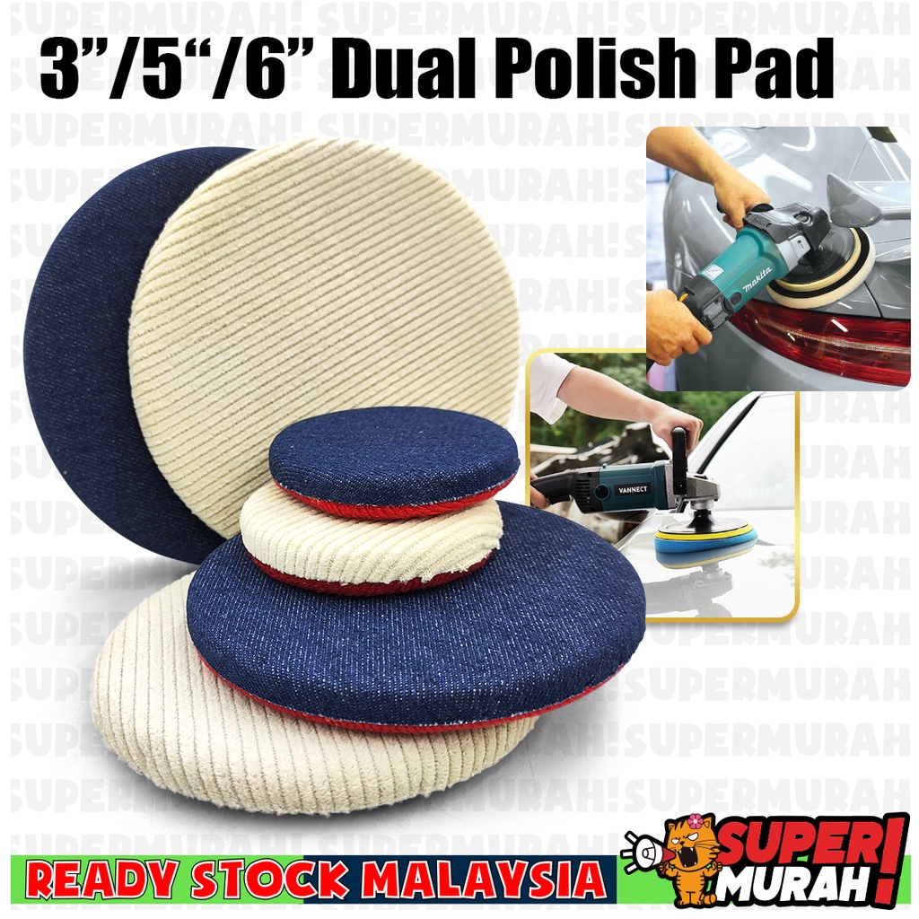 3" 5" 6" Cover Edge DA Dual Medium Fine Polish Pad Corduroy Blue Jean ...
