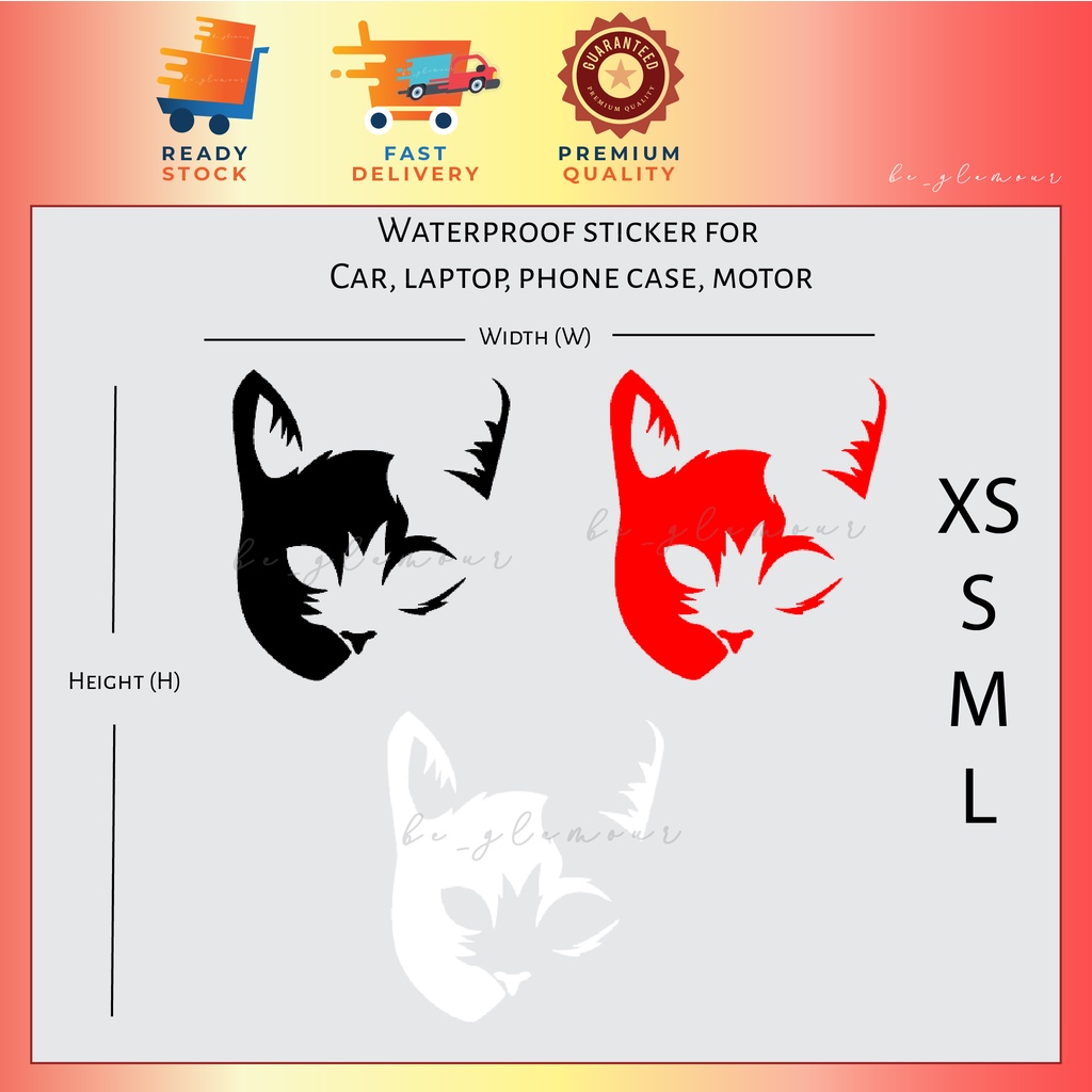 Scary Cat car Sticker Reflective stiker kucing Kereta Waterproof Motor ...