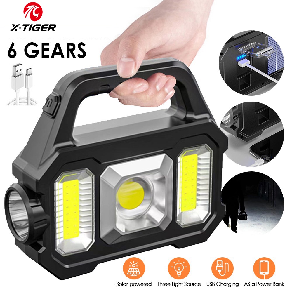 X-TIGER multifunctional portable lamp solar flashlight searchlight high ...