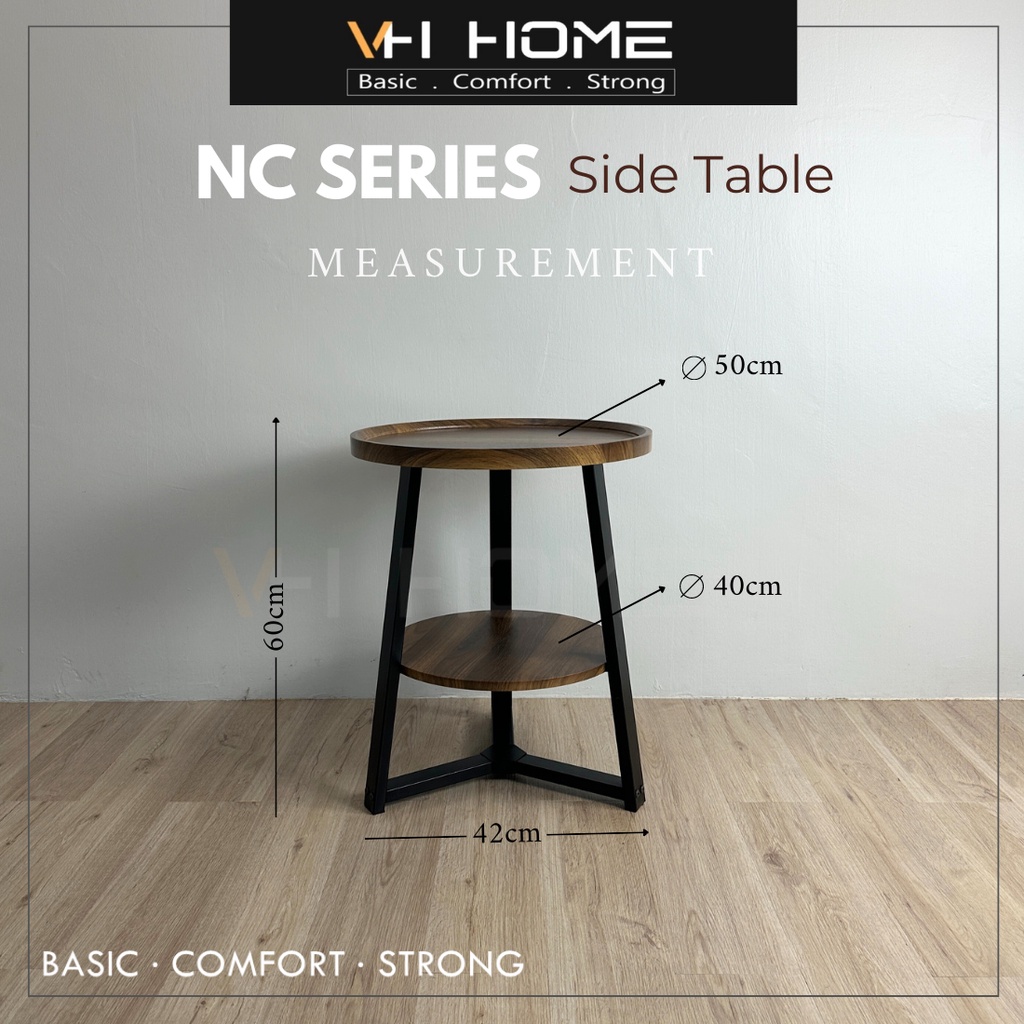 VH NC SERIES Round Side Table With Metal Leg Modern Design Meja Bulat ...