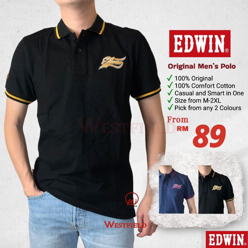 🔥NEW ARRIVAL🔥 EDWIN MEN’S SIGNATURE LOGO EMBROIDERY COLLAR POLO T-SHIRT ( 7482 1876 ) | Shopee ...