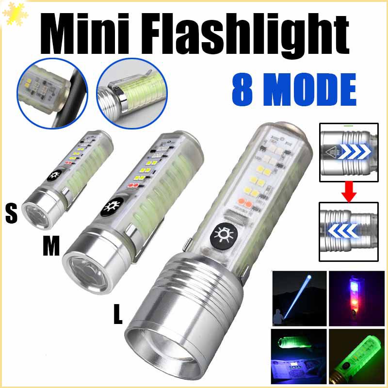 Mini Flashlight 8 Mode Led Multi-function Telescopic Zoom Portable ...