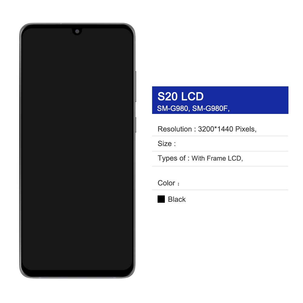 AMOLED / TFT S20 4G LCD with Frame for SAMSUNG Galaxy S20 SM-G980F/DS G980 LCD Display Touch ...