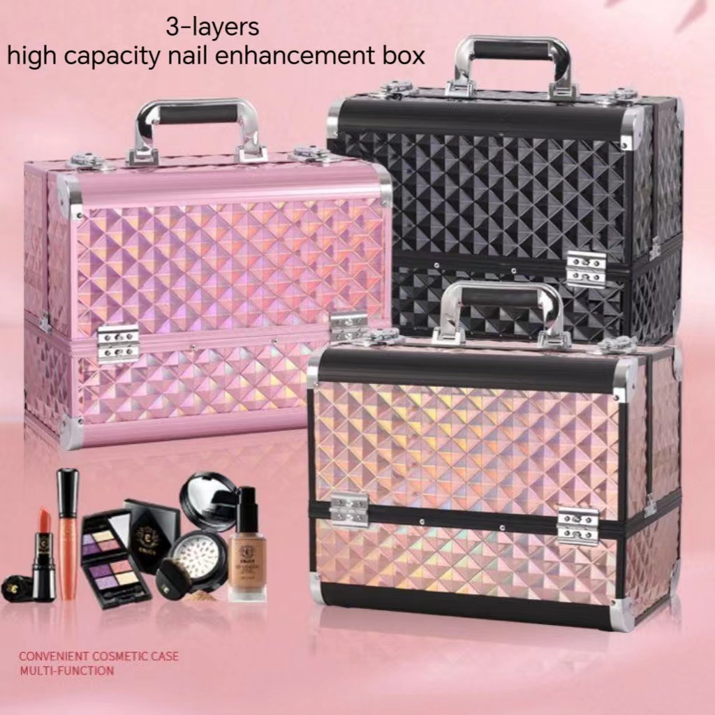 The latest 3-layer large capacity, makeup box, suitcase, embroidery ...