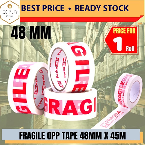 OKADA Fragile Tape 48MM X 45M / Mudah Pecah / Fragile Packaging Tape / Fragile Opp Tape ...