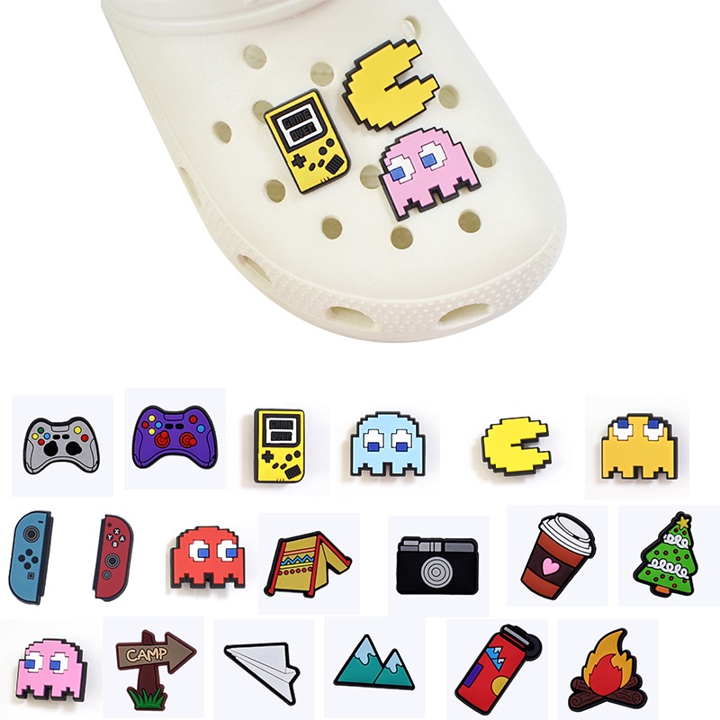 Croc Jibbit Croc Cartoon Game Controller with Pea Man Pixel Pattern ...