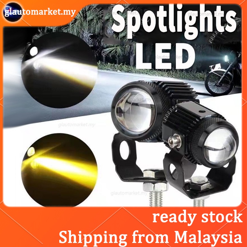 【Free Switch 】2Pcs Motorcycle Spotlight Mini Driving Light 3000K Lens ...