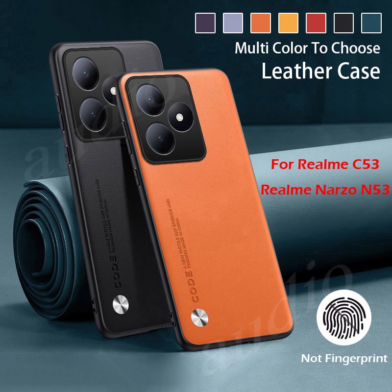 Casing For Realme C63 C53 NFC 4G Narzo N53 2024 Plain Skin Leather ...