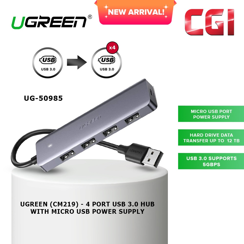 Ugreen 4 Port USB 3.0 Hub with USB-C Power Supply CM219 50985 | Shopee ...