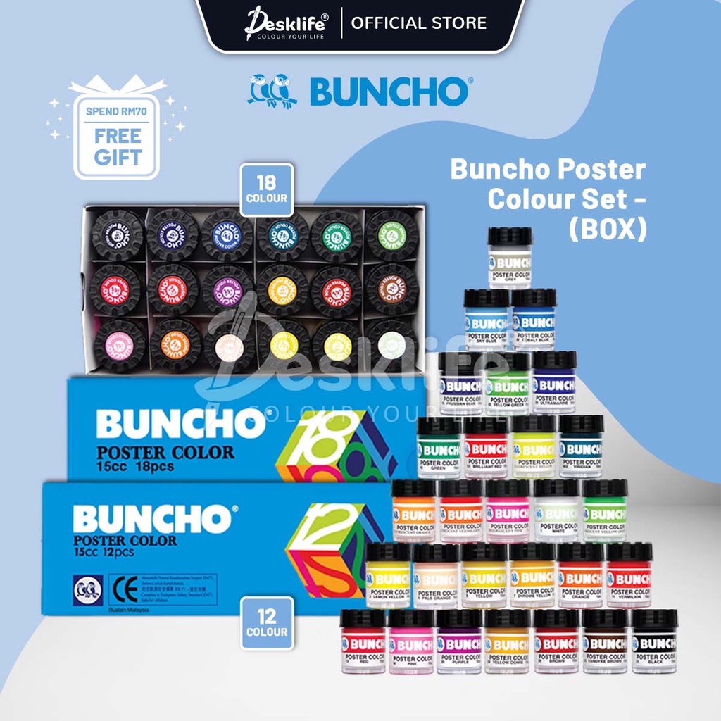 Desklife Buncho Poster Colour Set 18L 12L -(BOX) WaterColour Painting ...