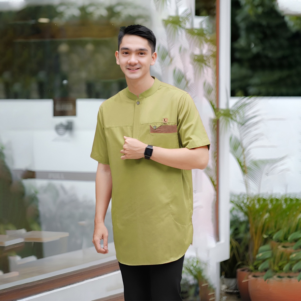 HIJAU Men's Muslim Kurta Koko Shirt With The Latest Short Sleeve Model ...