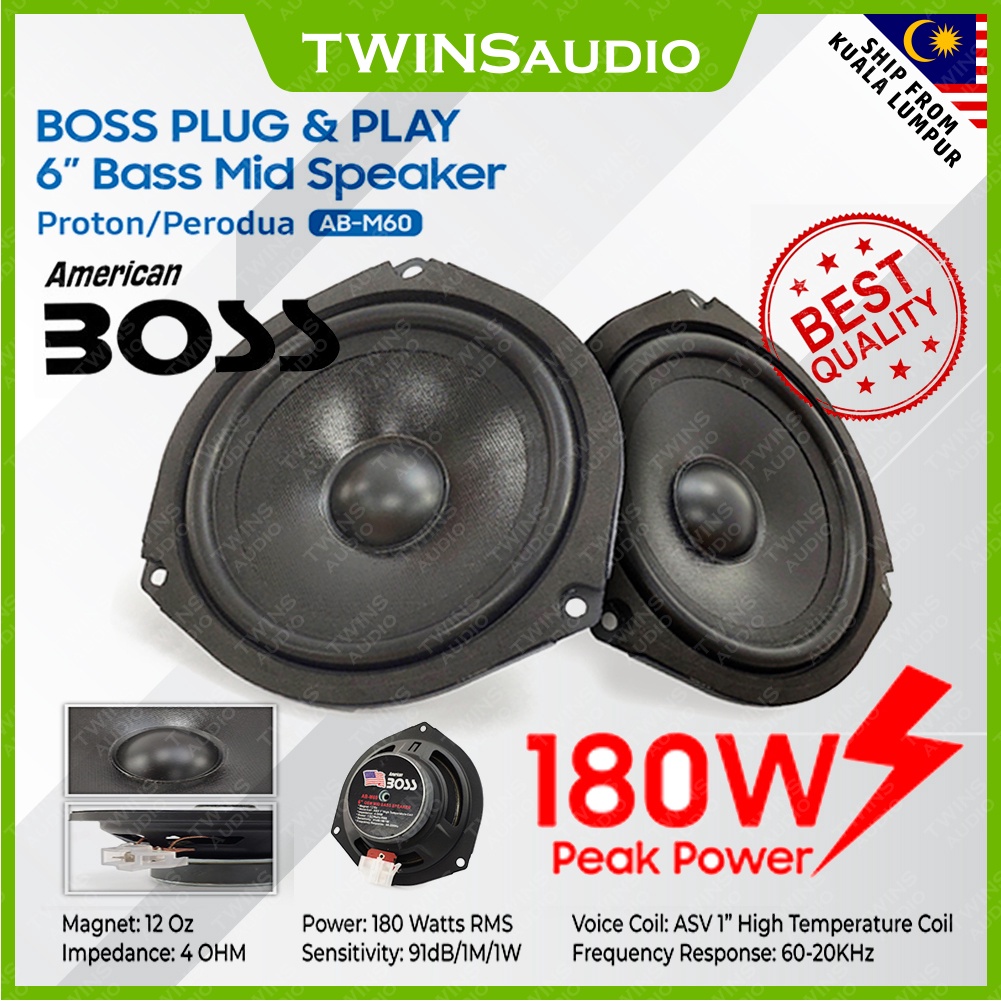 Boss Speaker 2 Way / Bass Mid / Plug And Play / Component Car Audio ...