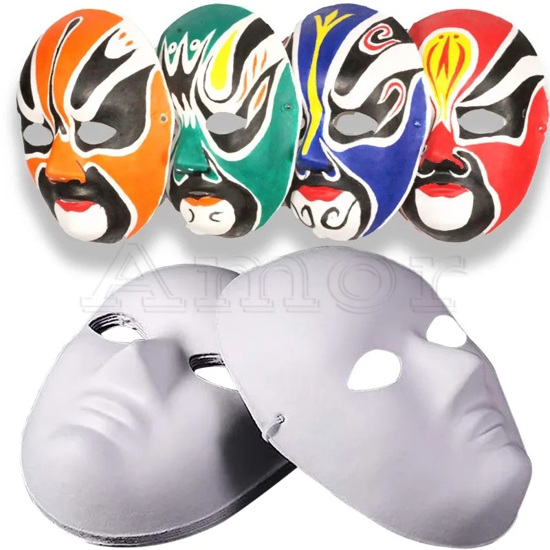 Party Masks Props Full Face White Masks Paper Couple Animal Half ...