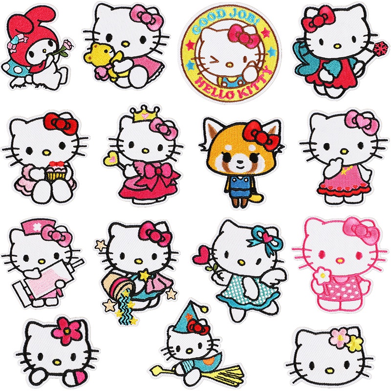 Hello Kitty Series Hot Melt Anime Embroidery Patch Ironed Cute Cloth ...