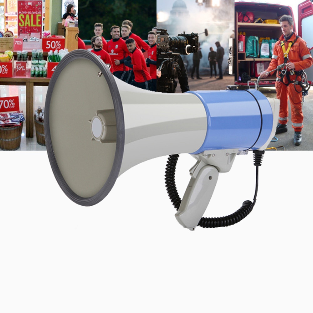 50W Handheld Microphone Bullhorn Recording Large Caliber Megaphone With ...