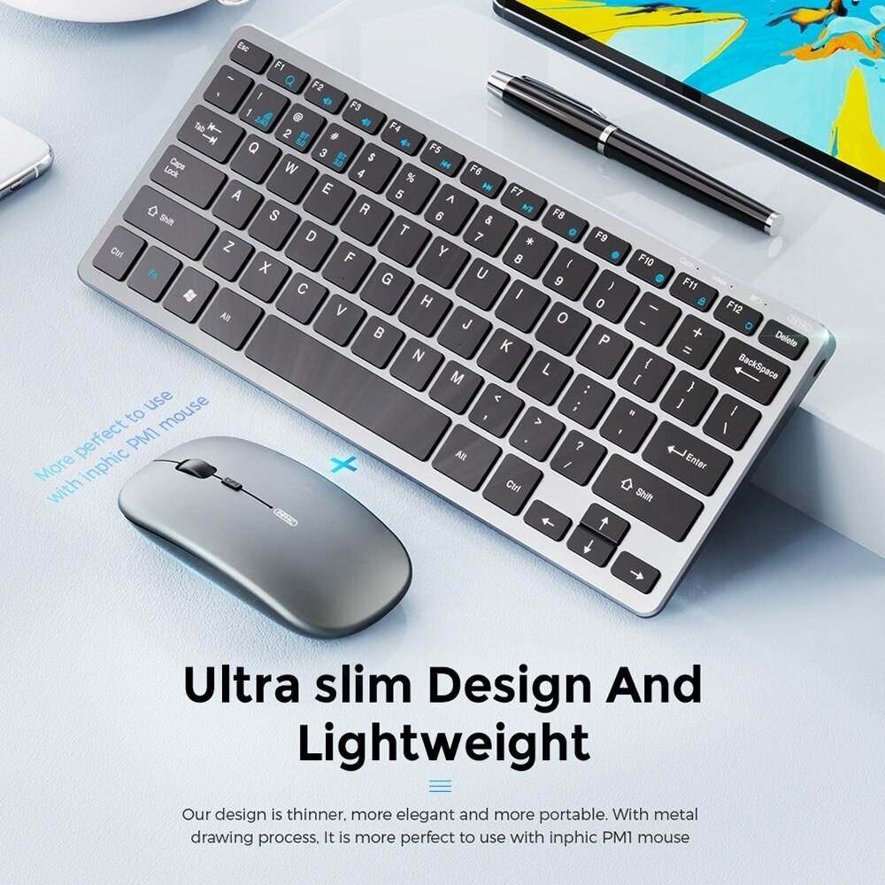Portable Bluetooth 5.0 Wireless Keyboard Mouse Set ultra thin ...