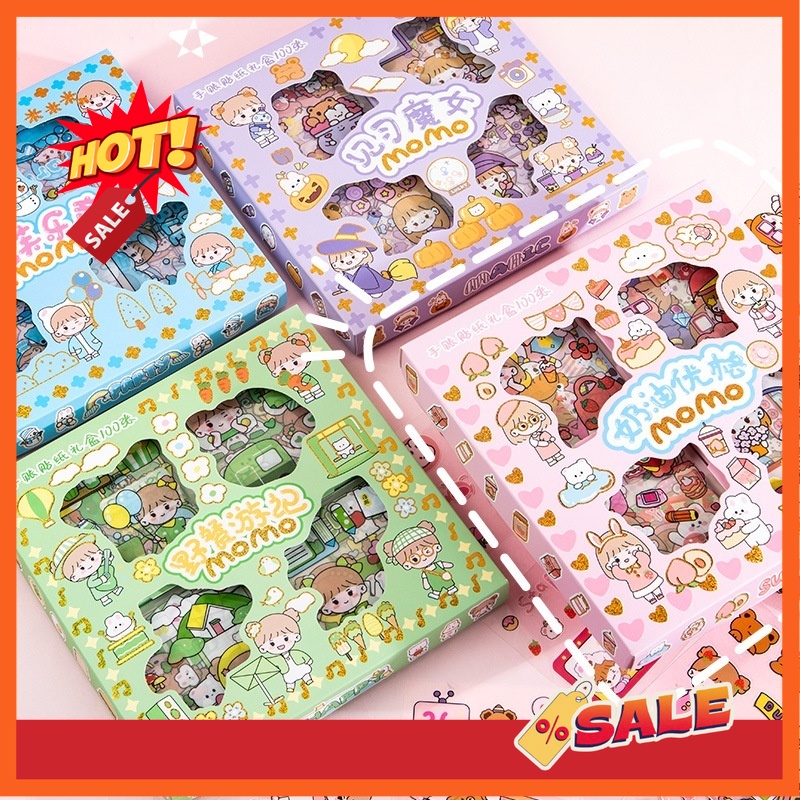 Momo STICKER KOREA Contents 100pcs STICKER DECO AESTHETIC/STICKER DIY ...