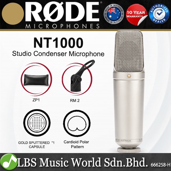 Rode NT1000 Large Diaphragm Studio Condenser Microphone Cardioid Mic ...