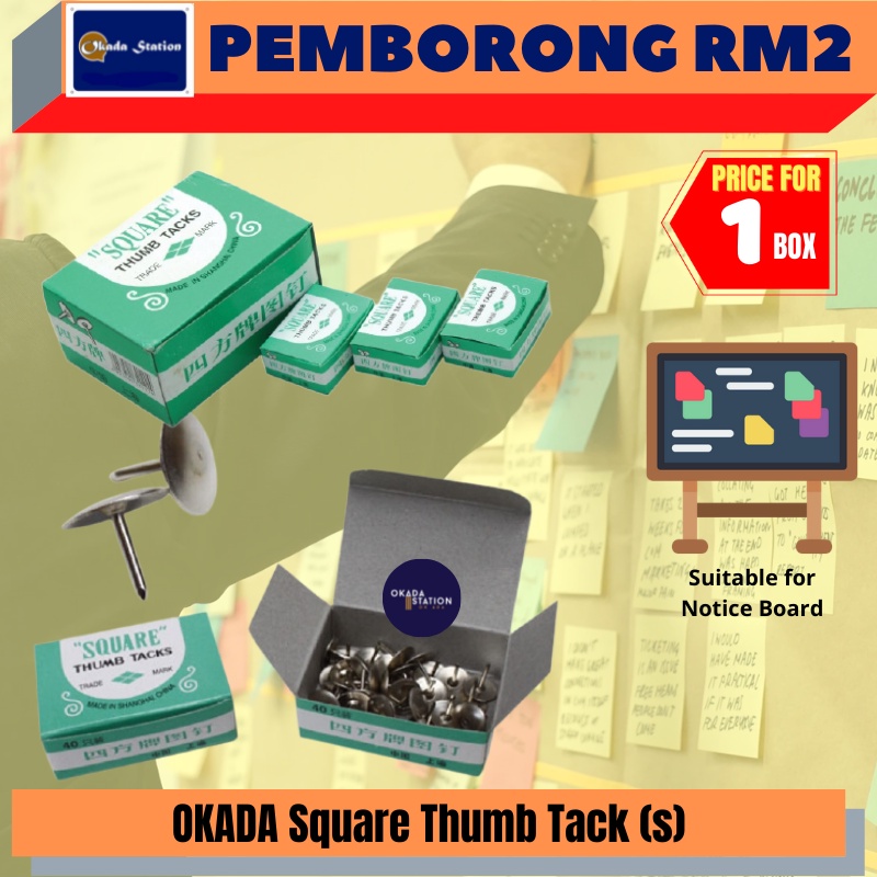 SQUARE THUMB TACK / Thumb Tack / Square Thumb Tack Push Pin | Shopee ...