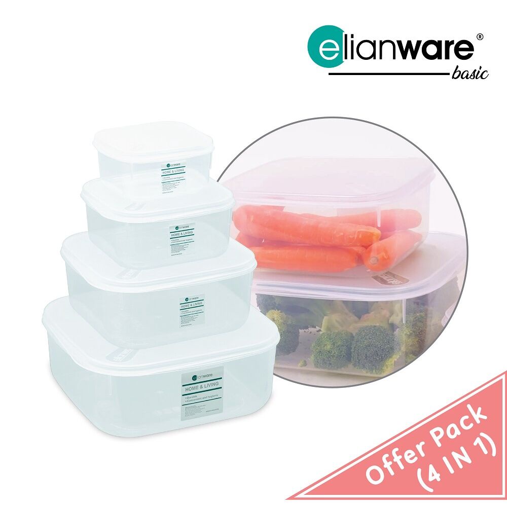 ELIANWARE 1/4 Pcs Airtight Food Keeper, Stackable Freezer Storage ...