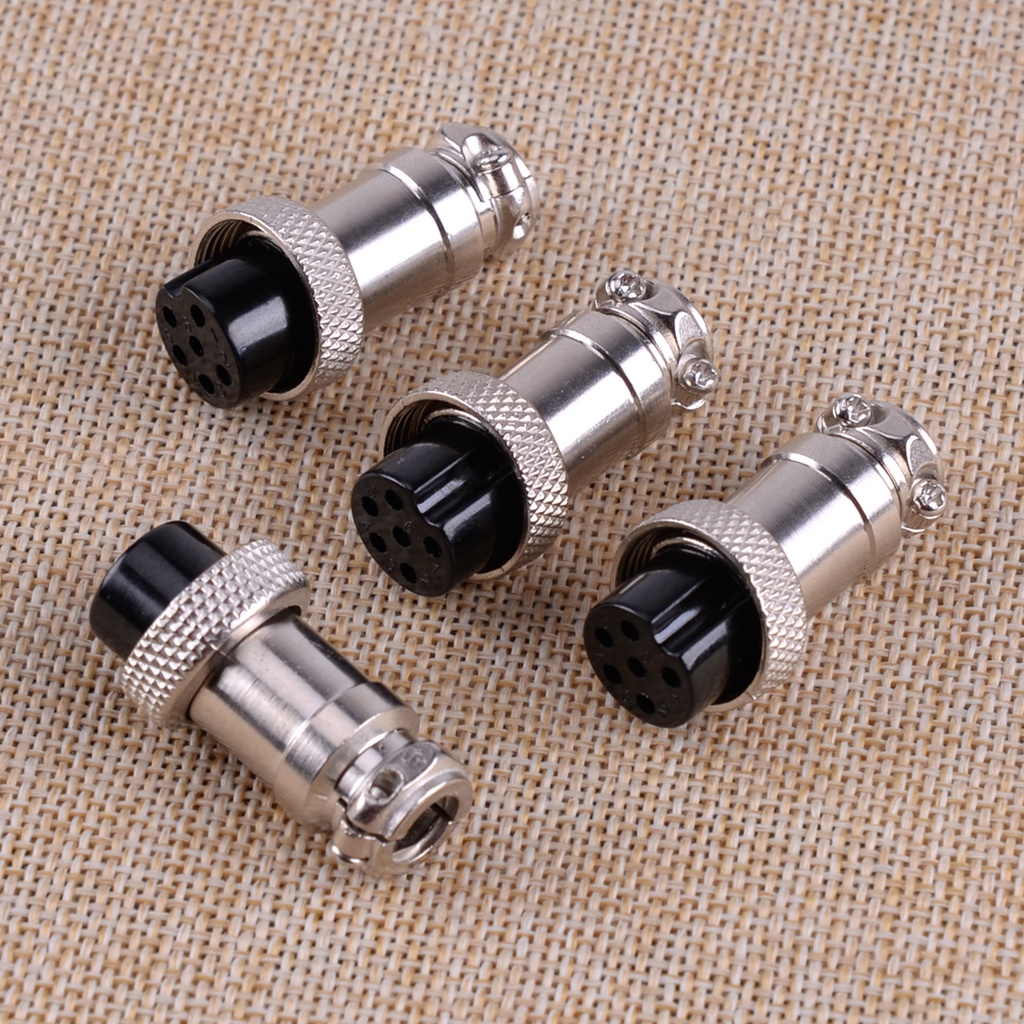 4PCS 6 Pin Microphone Ham CB Radio Female Panel Chassis Connector Plug ...