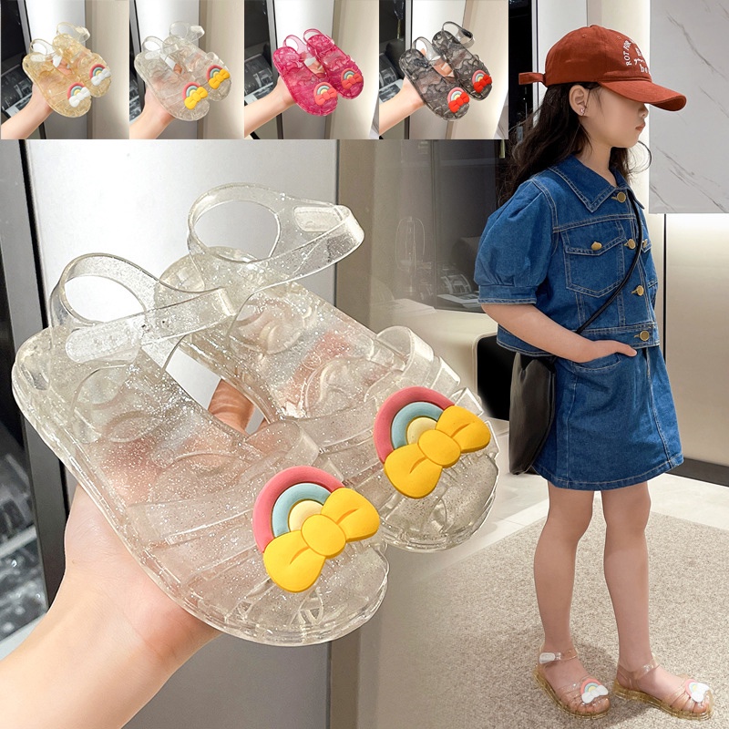 Toddler Sandals Middle Small Children Rainbow Bow Jelly Shoes Princess ...
